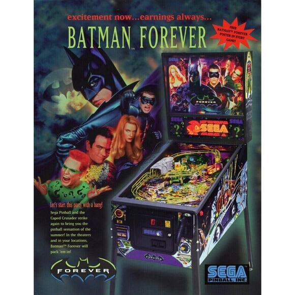Pinball Flyer | Art | Batman Forever Pinball Flyer Original 995 Nos ...